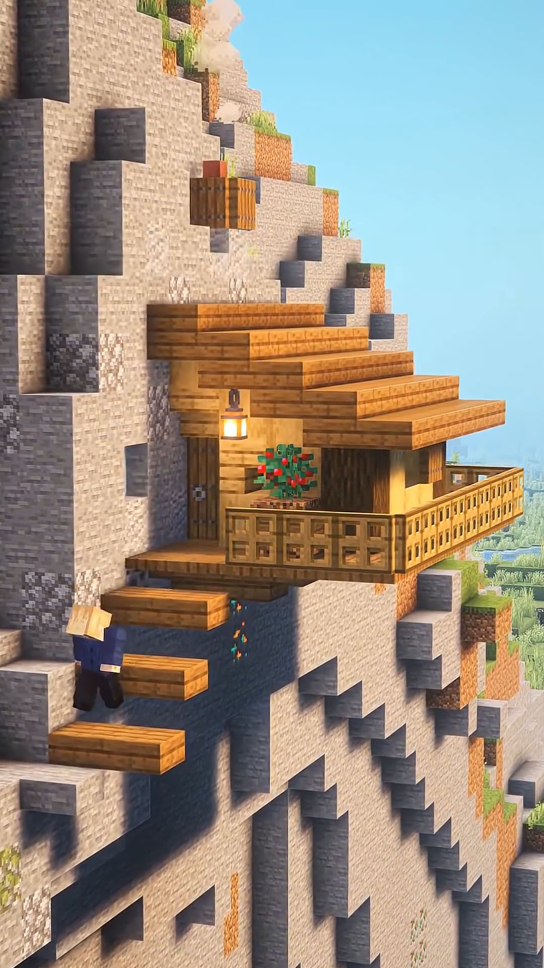 This cliffside Minecraft build uses space well