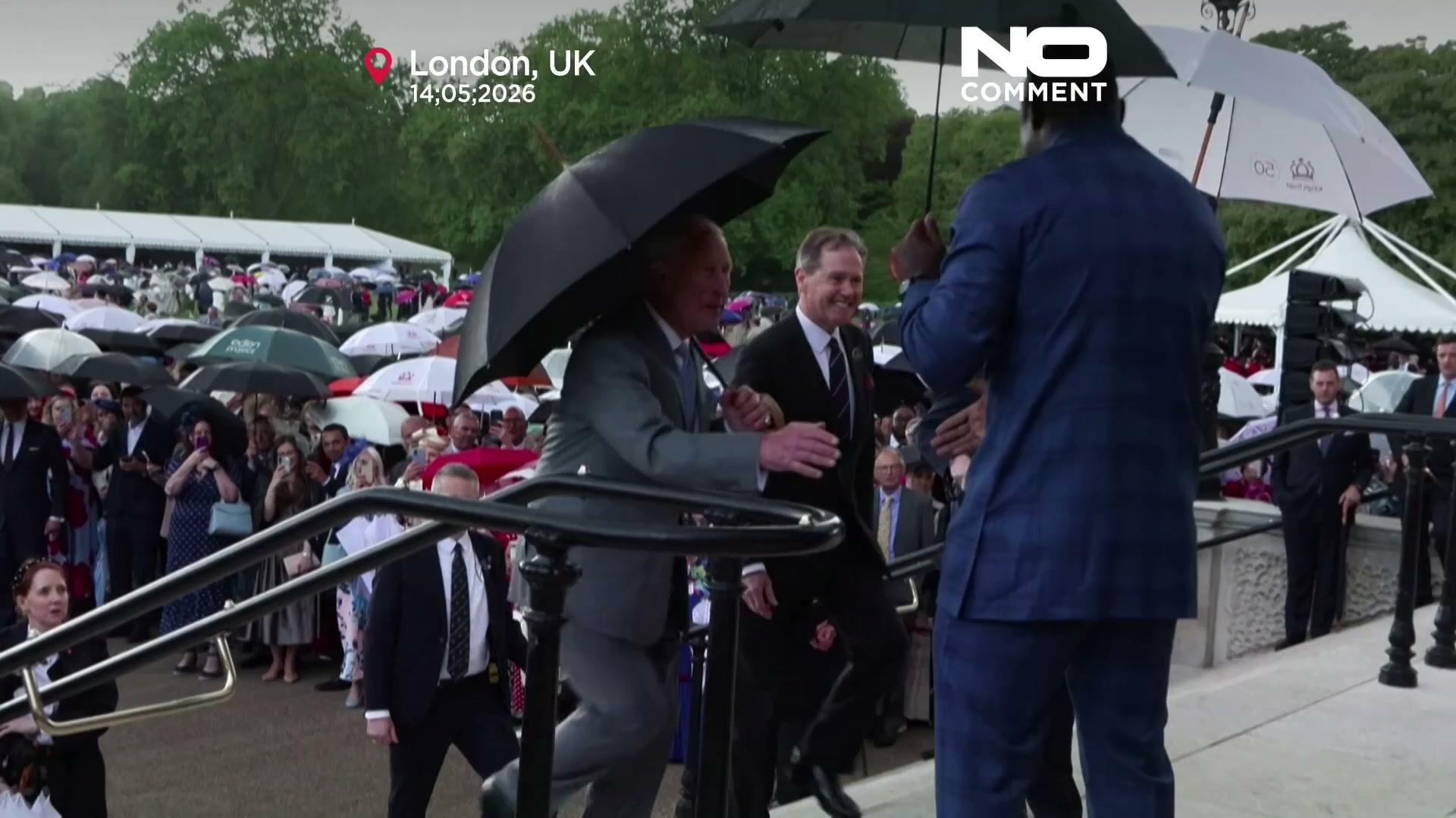 King Charles and Idris Elba share the DJ stage at royal garden party