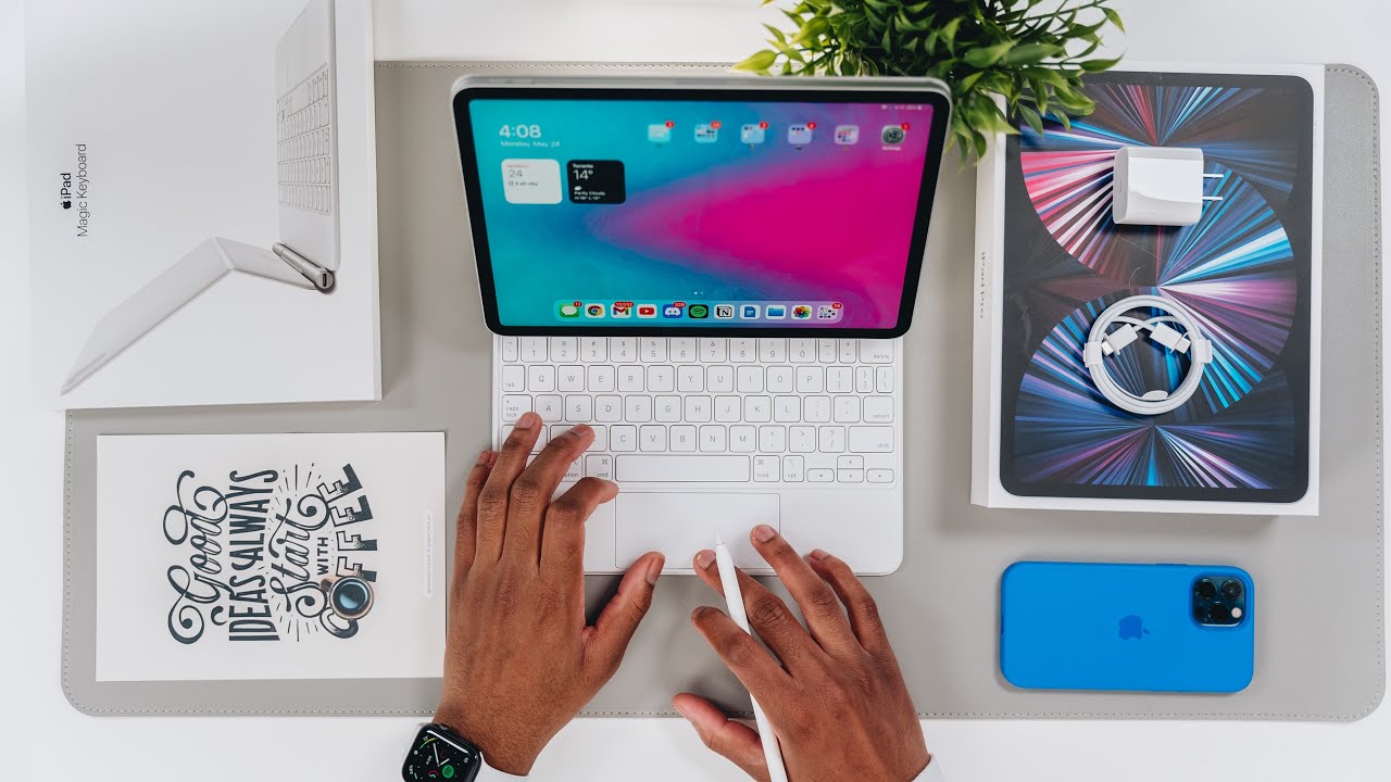 M1 iPad Pro 2021 [aesthetic/chill unboxing 📦] + white Magic Keyboard ...