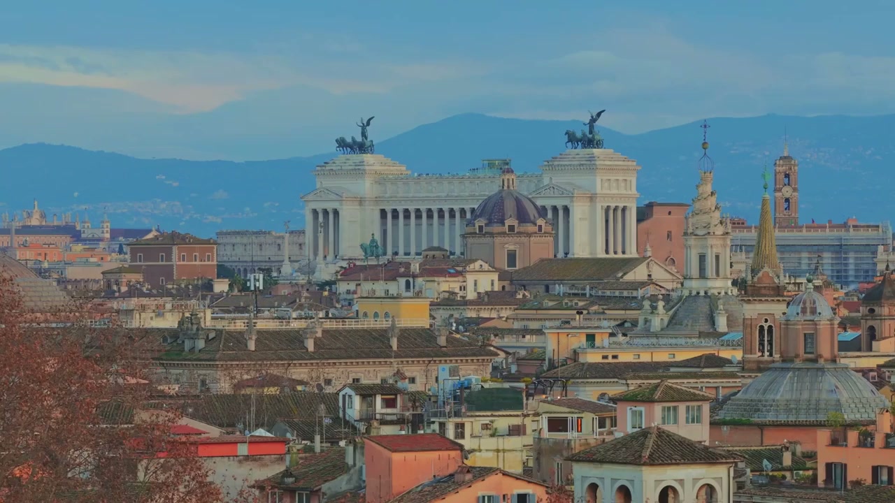 Drone view of Rome’s Vittoriano and Altare della Patria