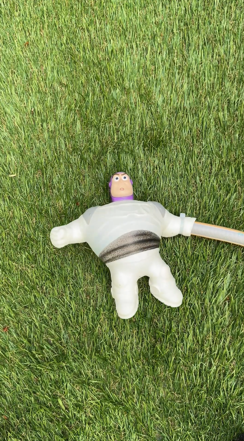 Inflating Buzz Lightyear giant toy experiment