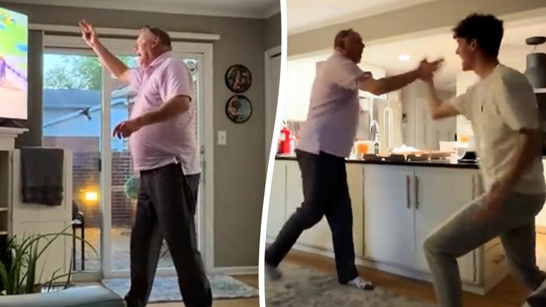 Horse racing fan erupts in wildly over-the-top cheers for his favourite ...