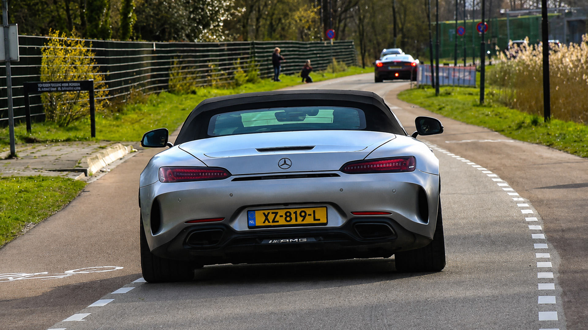 AMG GT C roadster wild acceleration on open road