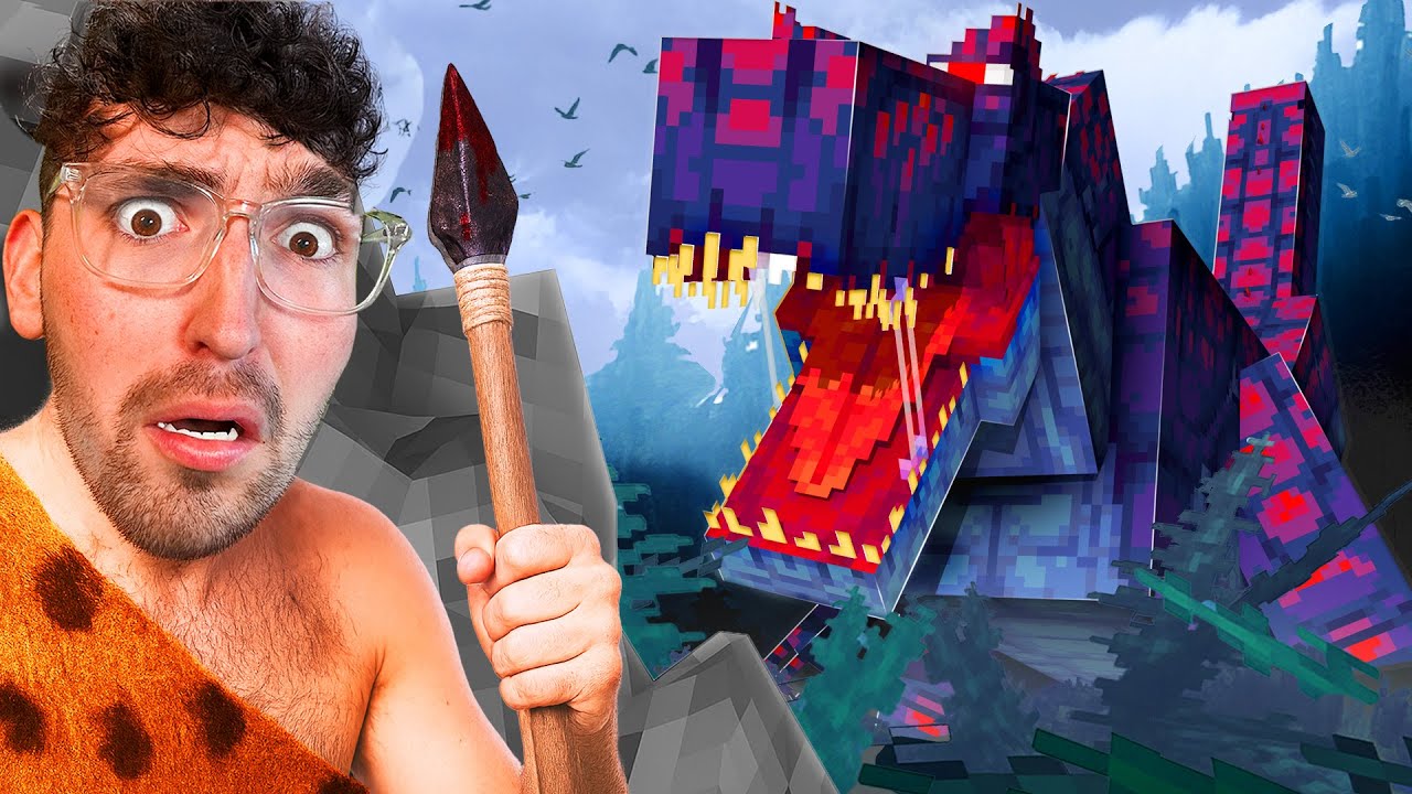 Surviving in primal Minecraft as a caveman