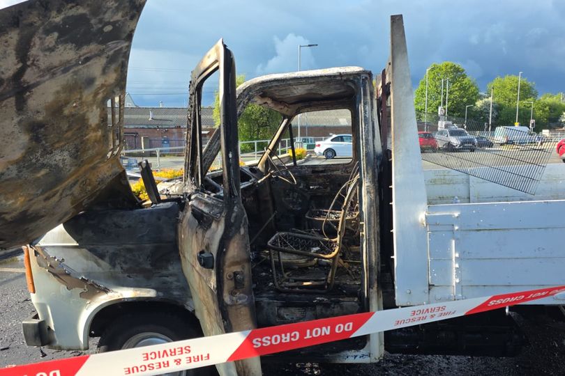 Classic Ford engulfed in flames outside North Staffordshire Lidl