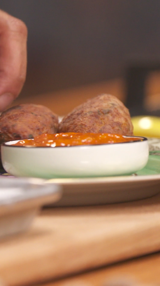 Making crispy salted cod pasteis with piri piri sauce