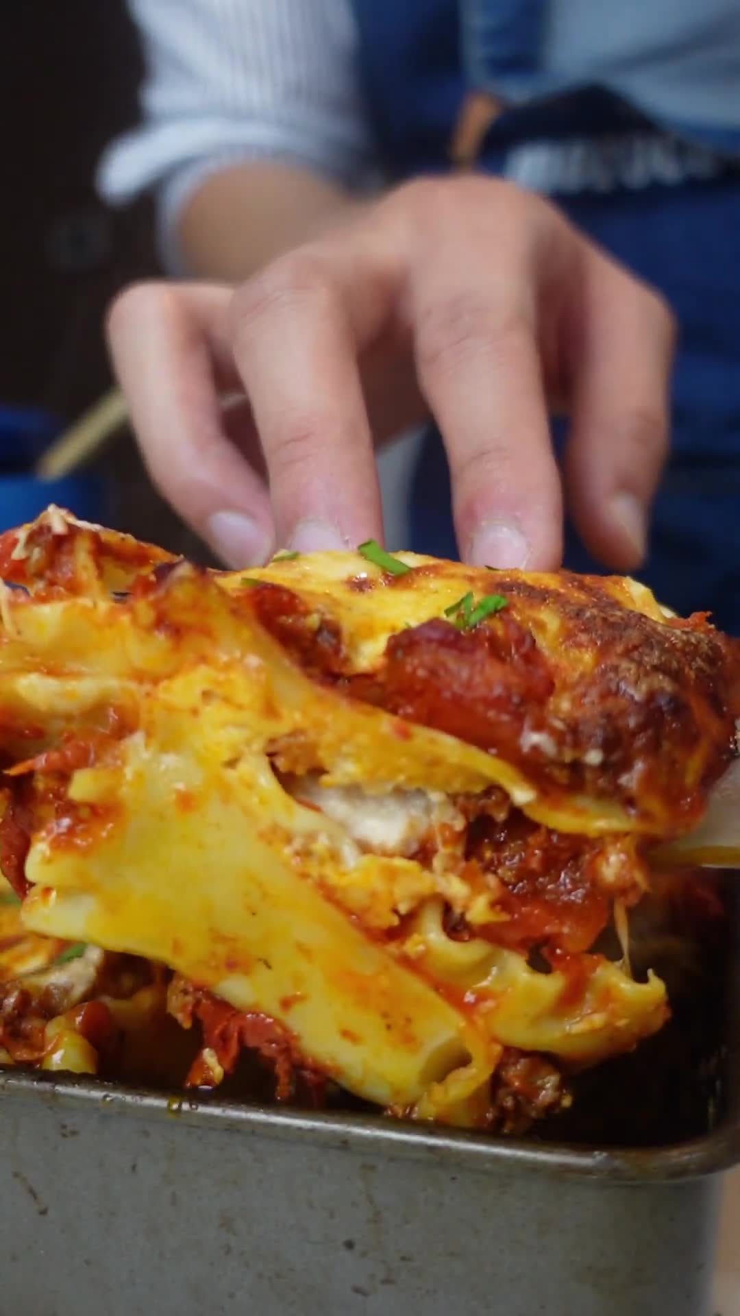 Making a special homemade lasagna for a romantic Valentine's Day dinner