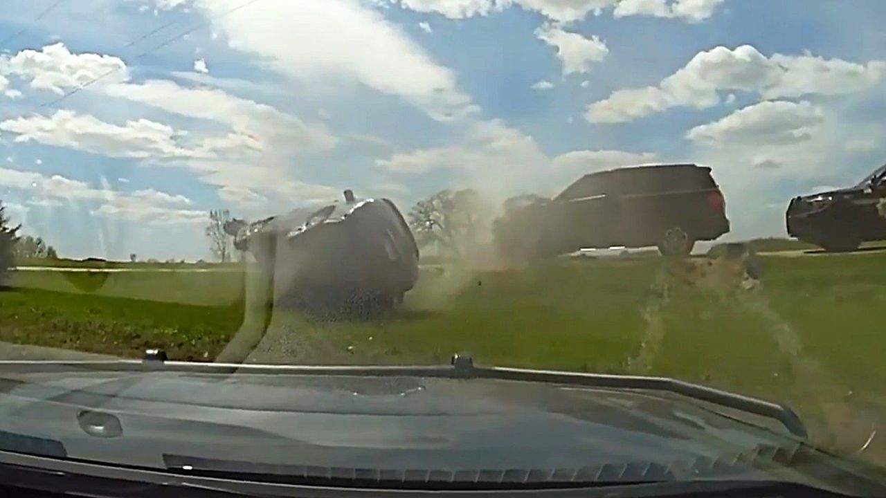 Police pursuit ends in spectacular rollover after suspect flees onto ...