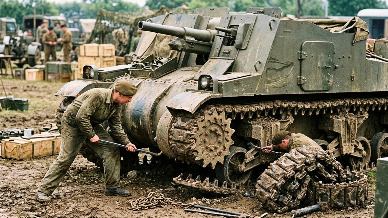 Broken WWII Sexton repair turned into a track-splitting nightmare