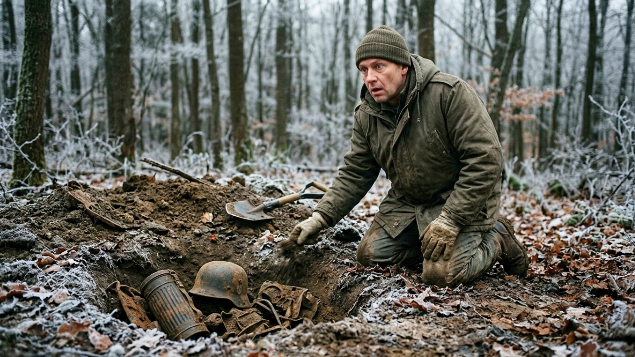 Frozen German woods revealed a buried World War II dump pit