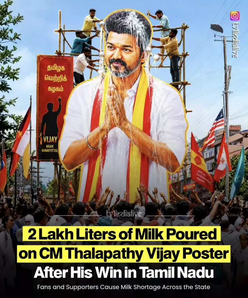 AI images peddled as TN CM Vijay's posters bathed in milk after TVK win
