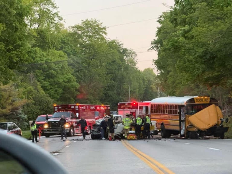Riverside Drive reopens after two injured in crash involving school bus