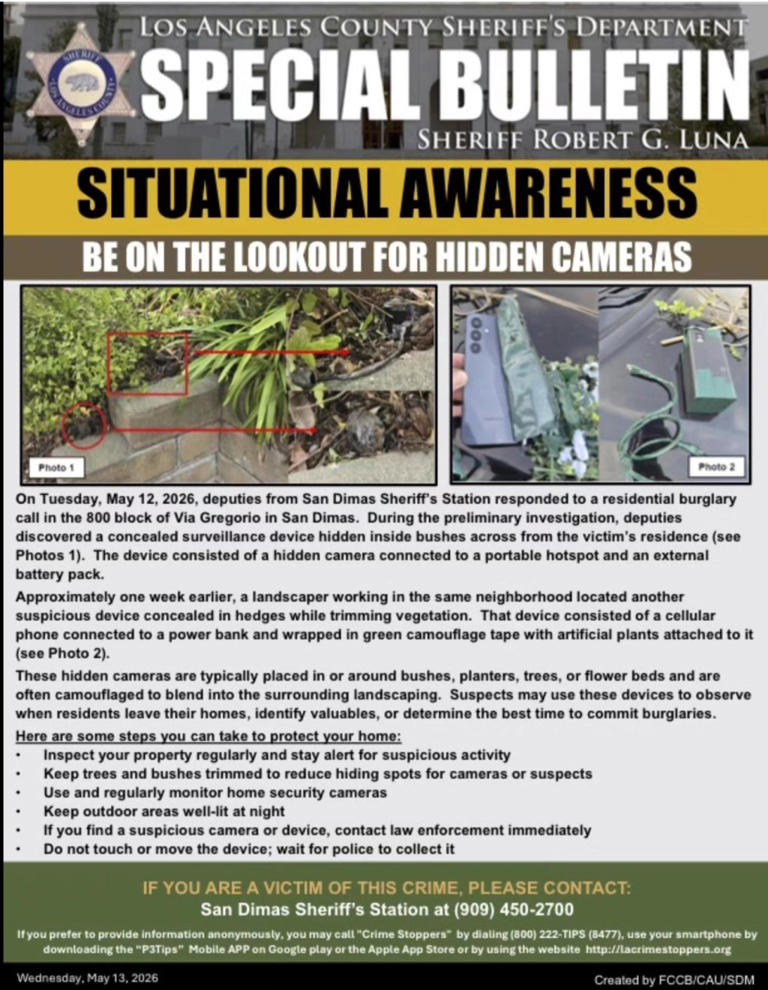 Chilling warning from SoCal police after hidden cameras discovered ...