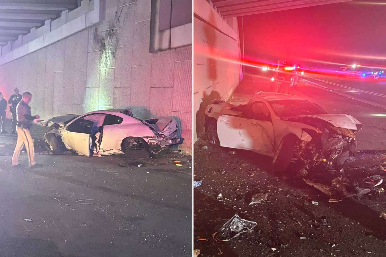 3 people hospitalized after car plummets 30 feet off overpass on one of ...