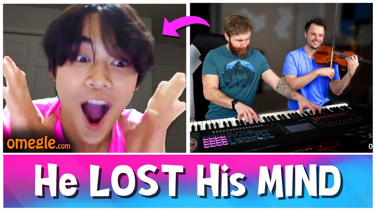 Piano/violin duo play anime music on Omegle