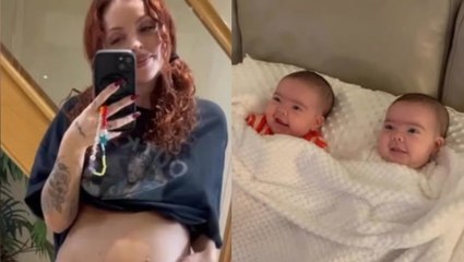 Jesy Nelson recites heartfelt poem for ‘superhuman’ twins as they ...