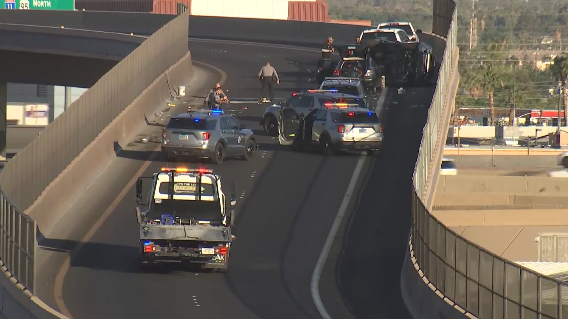 One person injured in rollover crash on I-11 ramp to I-15 near downtown ...