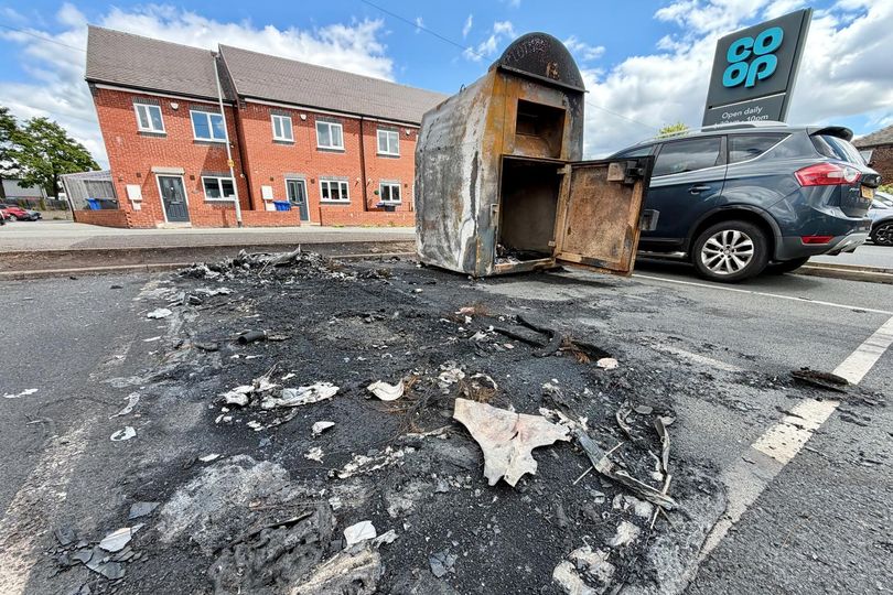 Arson attack on charity clothes bank outside Co-op as fire spreads to ...