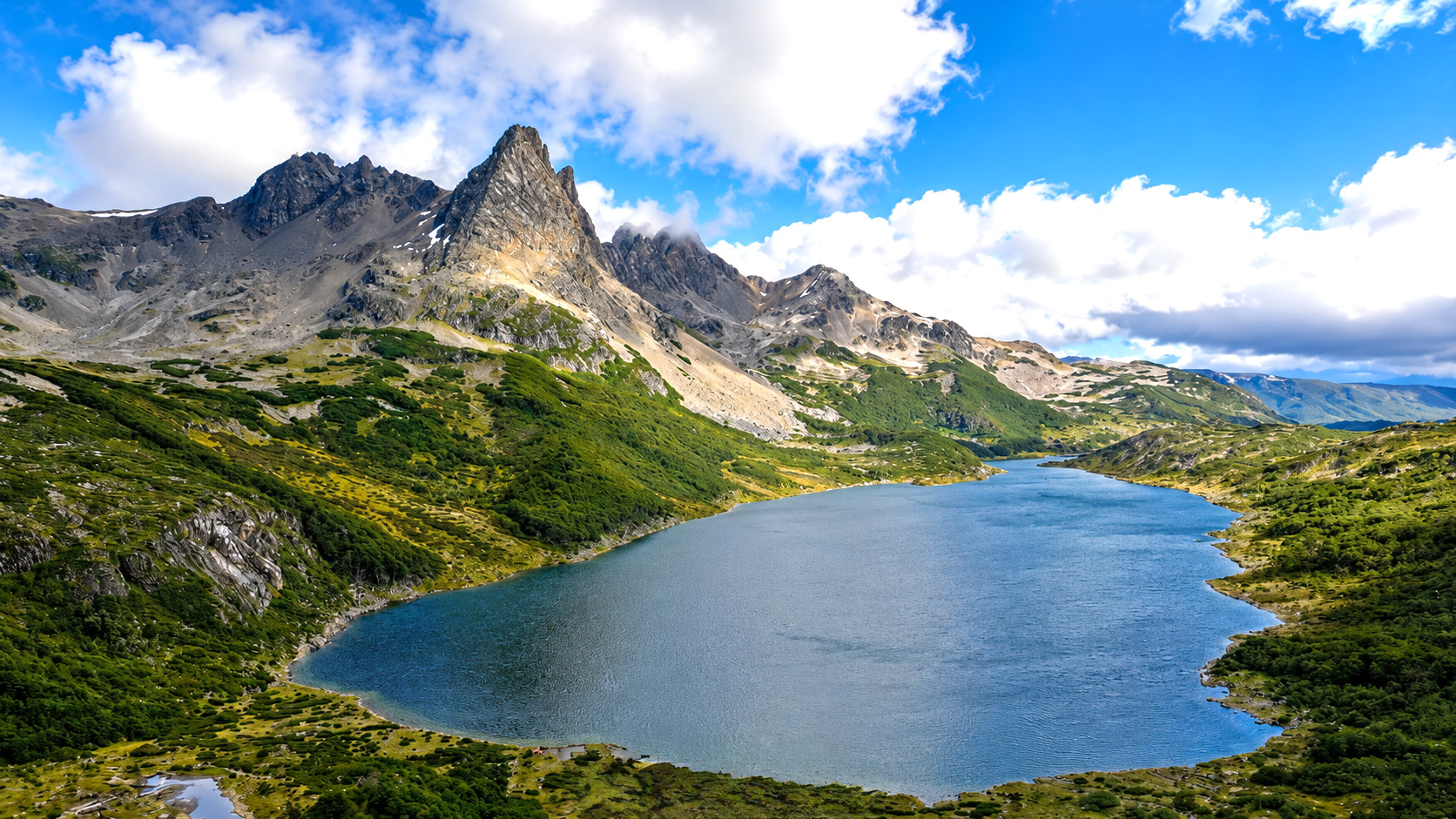 Rugged mountains rising above Chile’s remote Navarino Island