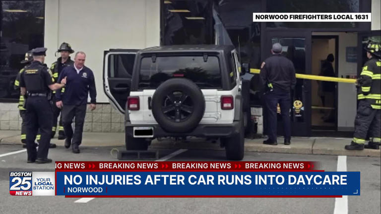 Norwood childcare center shut down after Jeep barrels into building