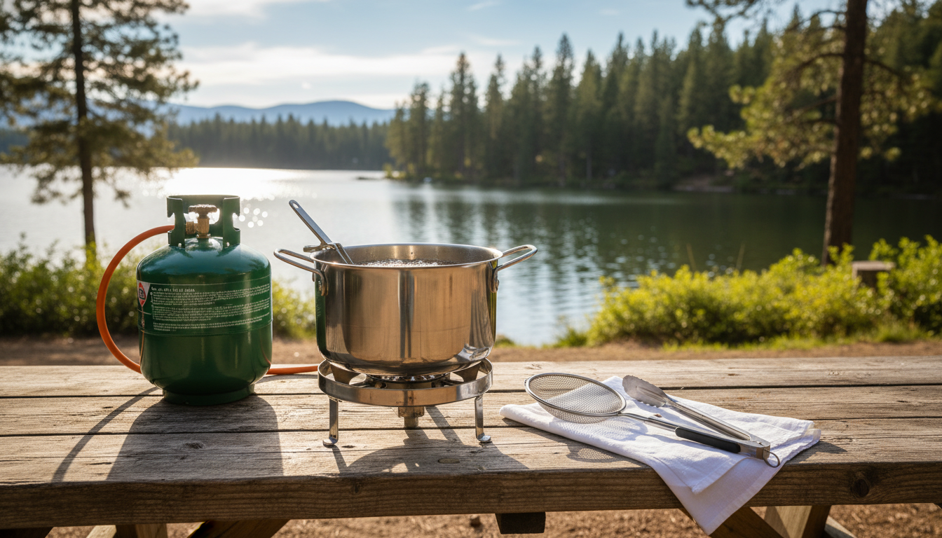How to fry fresh fish outdoors in the countryside