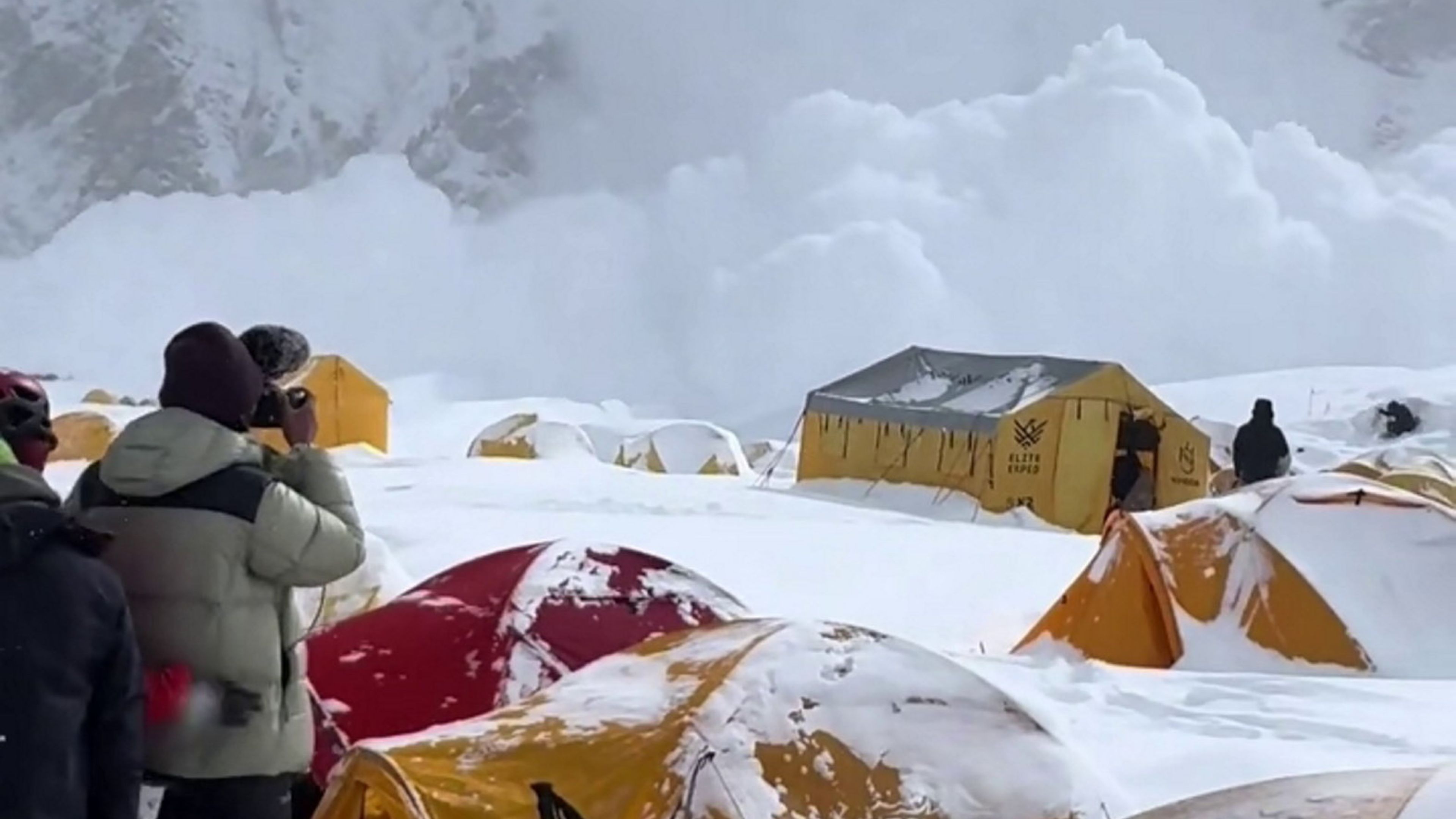 Terrifying moment avalanche swallows Mt Everest base camp