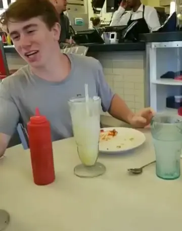 Ketchup bottle prank ends in milkshake laughter