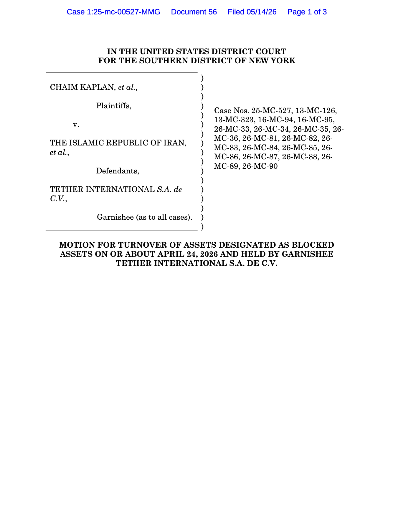 US law firm files motion requesting redistribution of $344M USDT linked ...