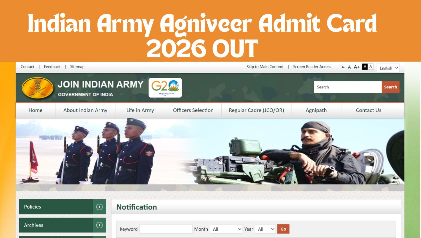 Indian Army Agniveer admit card 2026 out at joinindianarmy.nic.in ...