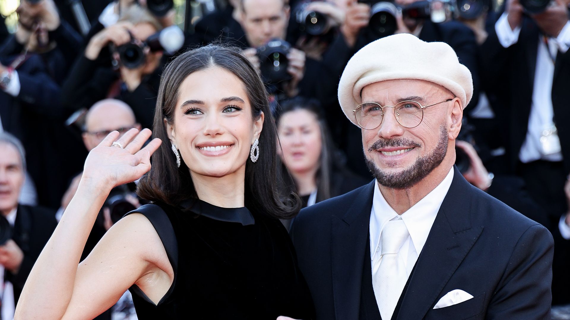 John Travolta And Ella Bleu Coordinate In Black At The 2026 Cannes Film