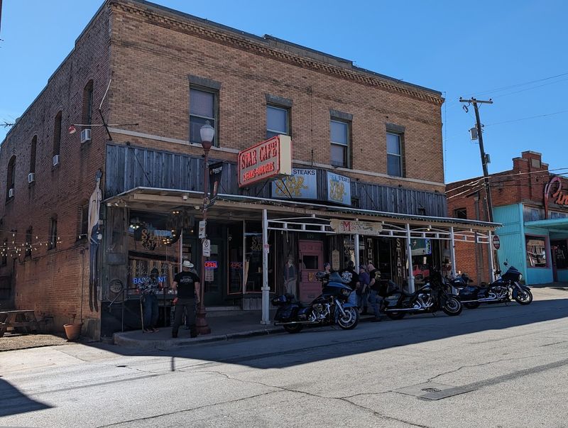 A rustic cafe where burgers, and big Texas-style portions steal the show