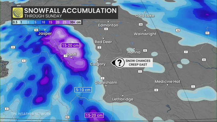 Snow moves in for the long weekend in Alberta