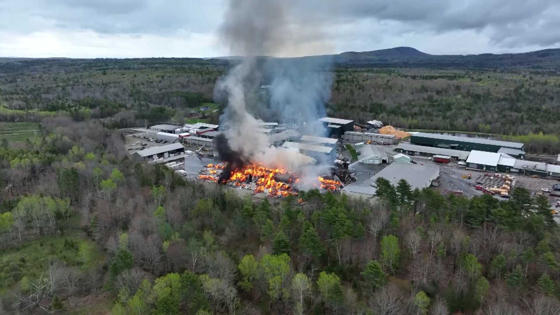 At least 11 hurt after explosion, raging fire at Searsmont lumber mill