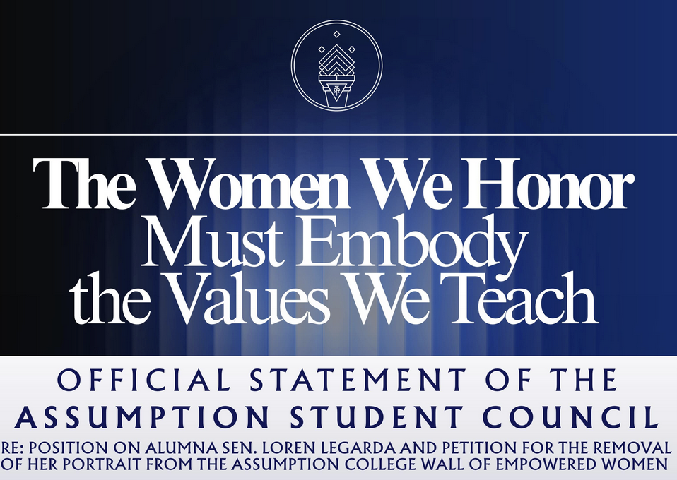 Assumption Student Council backs call to remove Loren Legarda's ...