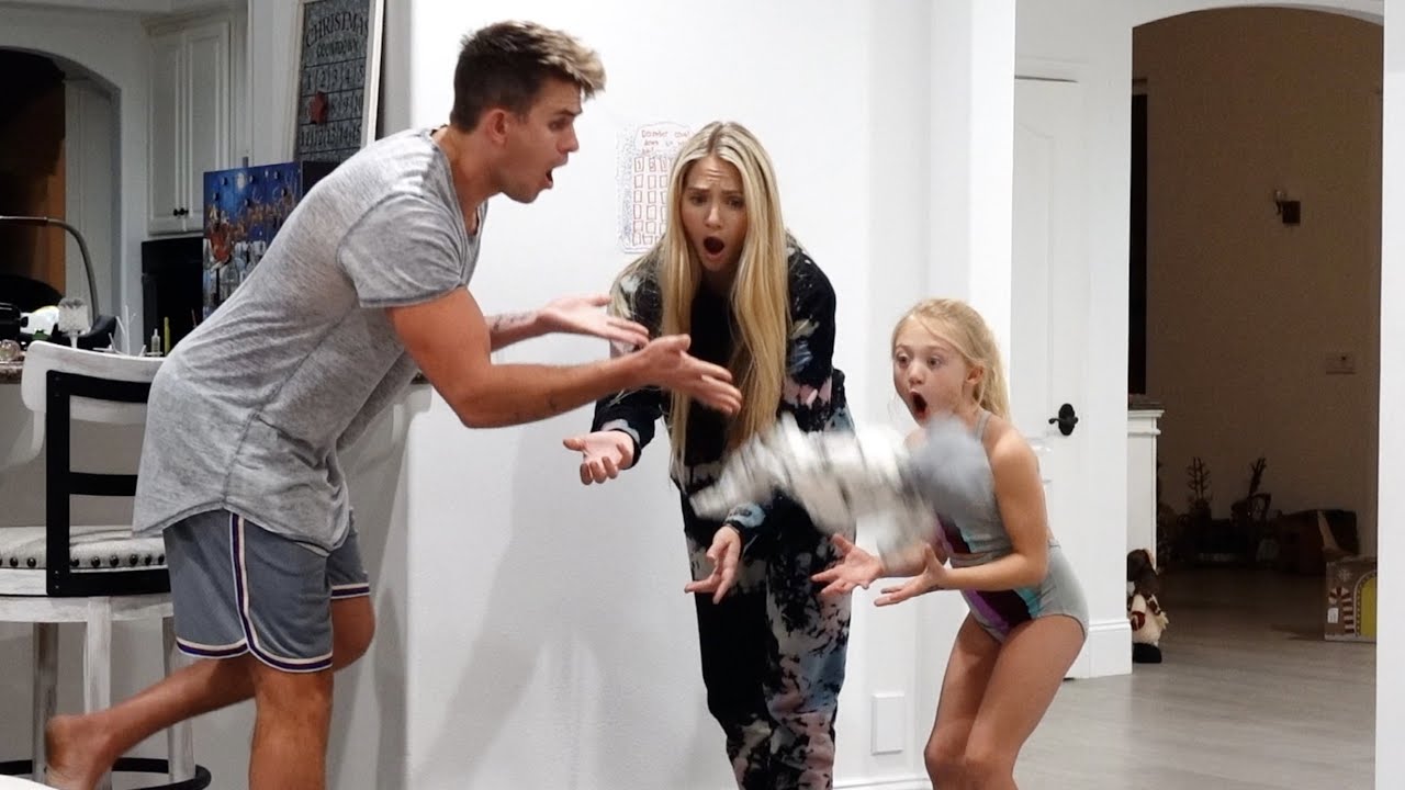 Baby drop prank sparks family panic reaction