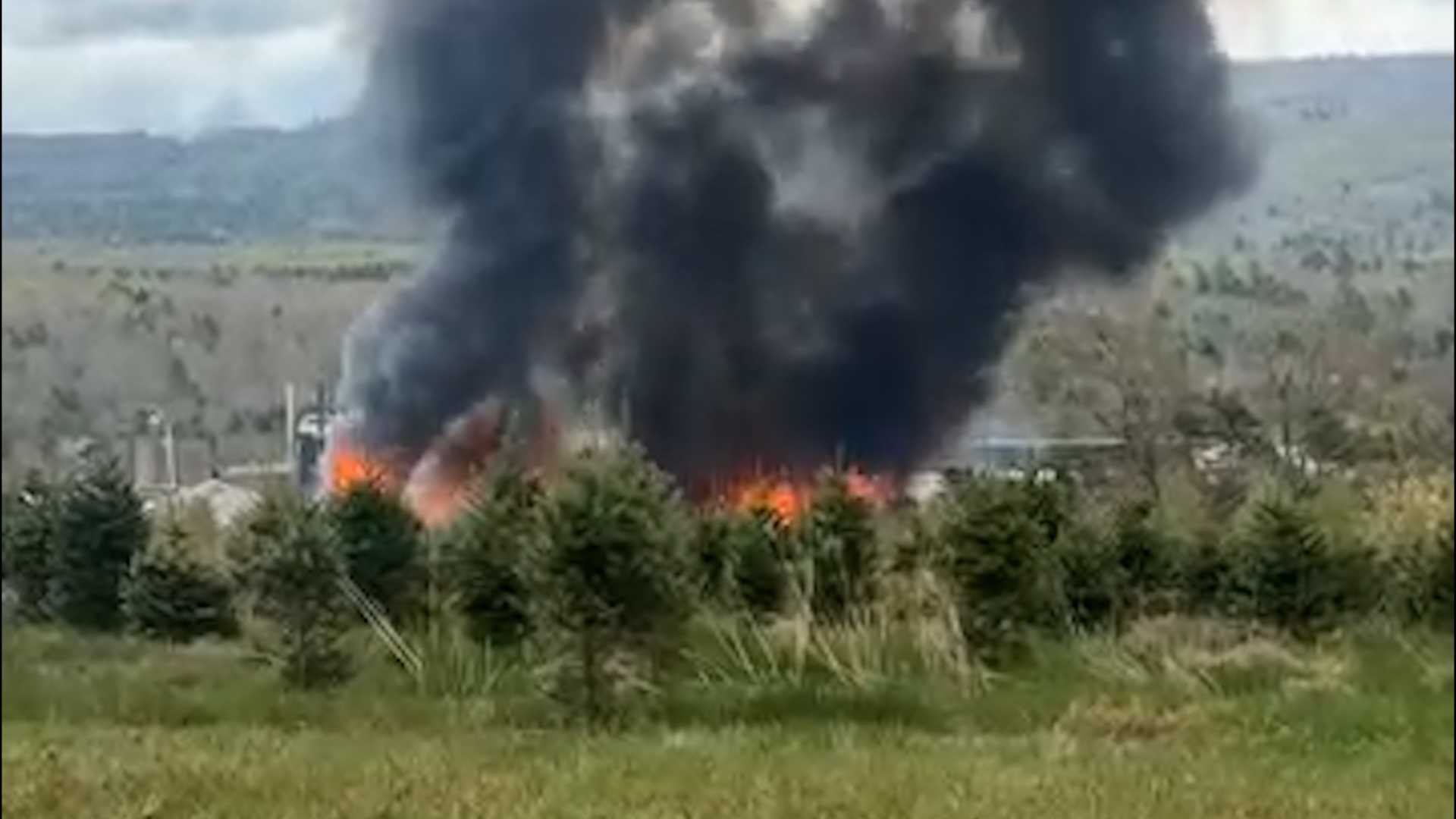 Explosion, raging fire reported at Searsmont lumber mill