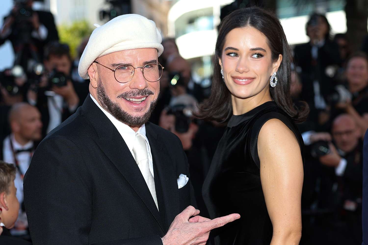 John Travolta dons a beret for rare red carpet moment with daughter ...