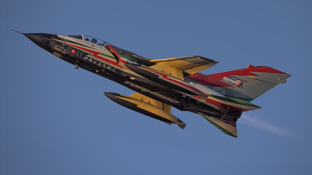 Watch this Panavia Tornado cut through golden hour - "Pure Cold War power"