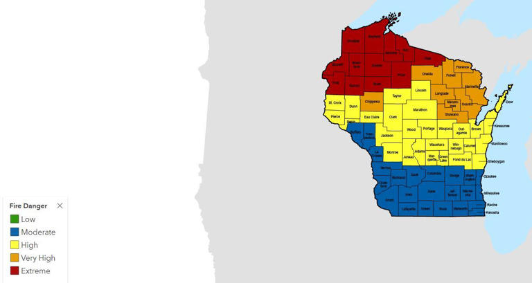 Southern Wisconsin under moderate fire danger, 11 northern counties ...