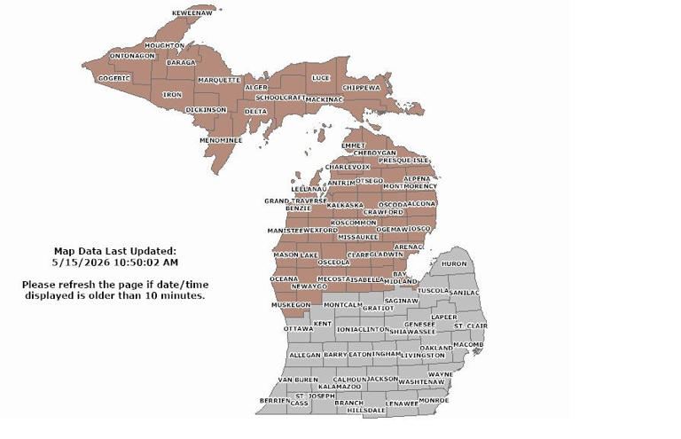 Red flag warnings issued as fire danger climbs in northern Michigan