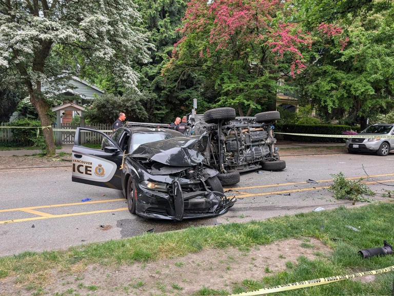 Senior and two officers in hospital after driver tears through ...