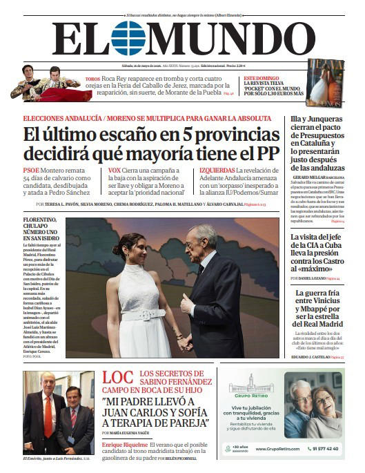 Portada de EL MUNDO del sábado 16 de mayo de 2026