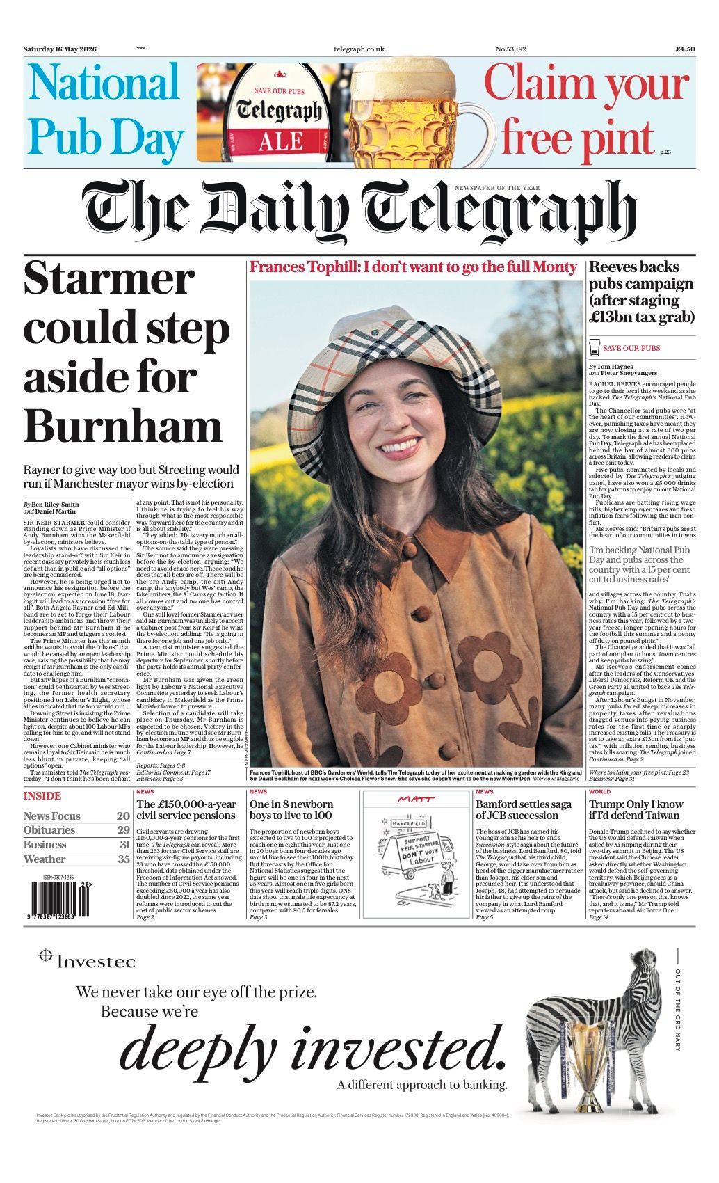'Burnham will push to be next PM' and 'Dosh and Becks'