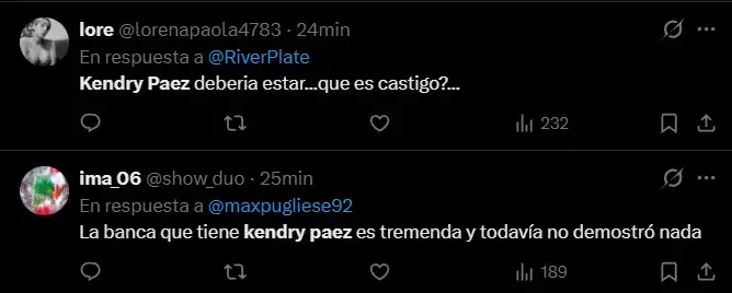 Kendry Páez quedó otra vez fuera de River Plate y así reaccionaron los ...