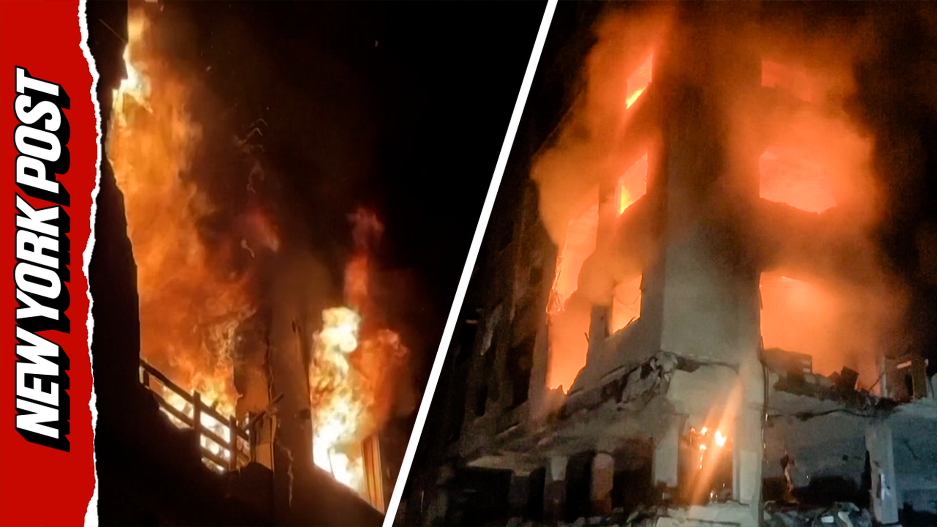 Israeli strike targeting Hamas chief leaves building engulfed in flames