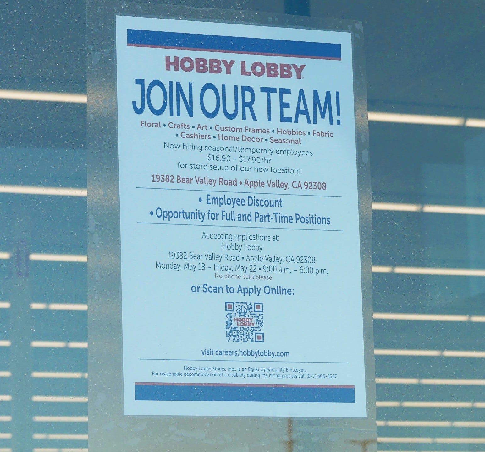 Hobby Lobby now hiring for its new Apple Valley store