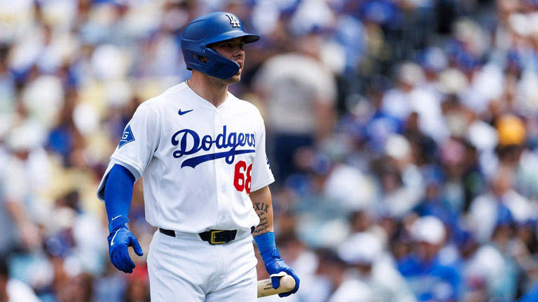 Dodgers catcher takes out frustration on himself by banging bat over ...