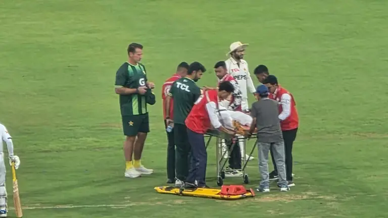 Hasan Ali taken off the field on a stretcher after nasty fall in BAN vs ...