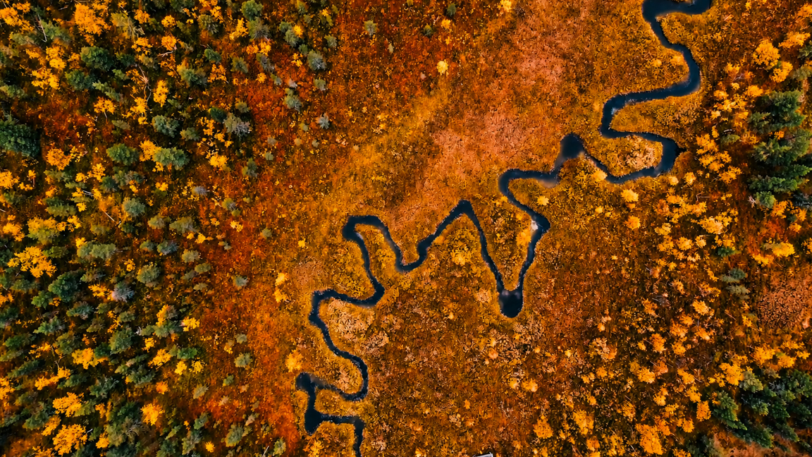 Hidden river flowing across the orange wilderness