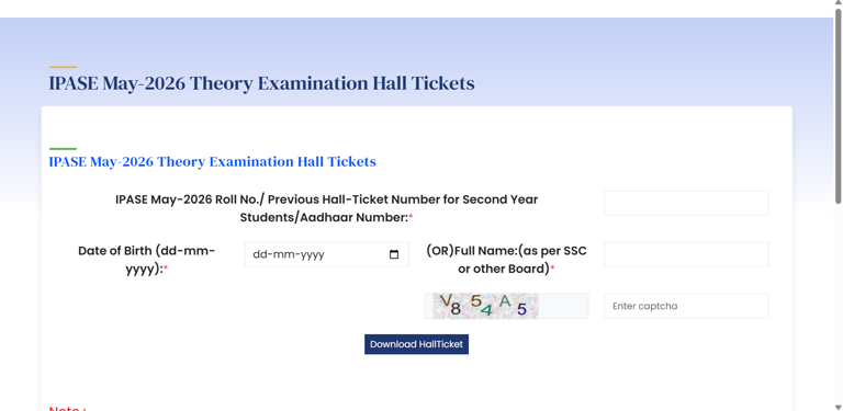 IPASE 2026: AP Inter supplementary exam hall ticket released at bie.ap ...